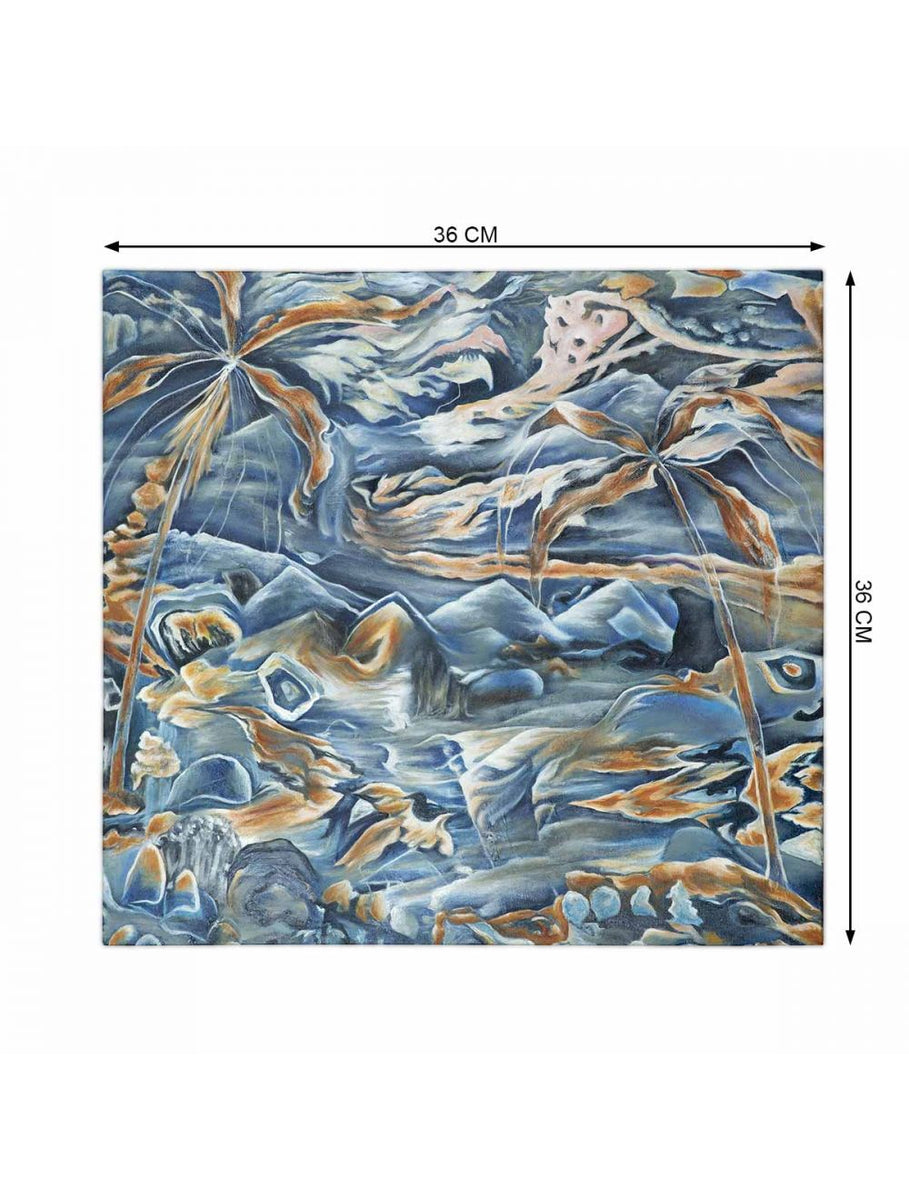"Tsunami Grey Canvas Painting | Abstract Nature Artwork | IAAH"